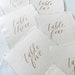 Gold Calligraphy Table Numbers on Hand Made Paper, Gold Calligraphy ...