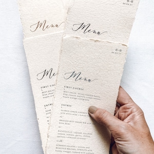 The Parker Collection - Hand Made Paper Menu, Printed Wedding Menus on ...