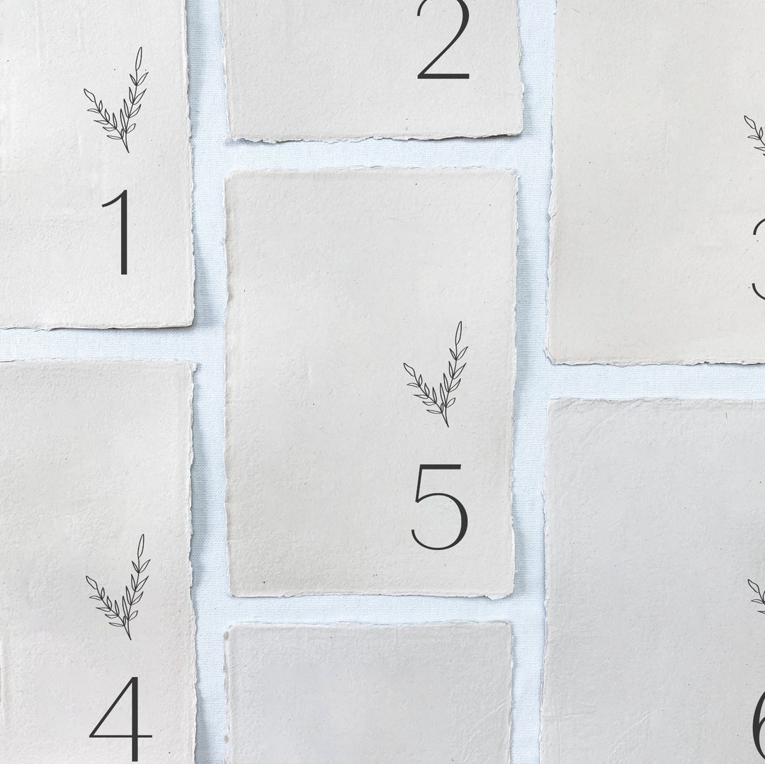 The Theo Collection: Printed Wedding Table Numbers on Handmade Paper ...