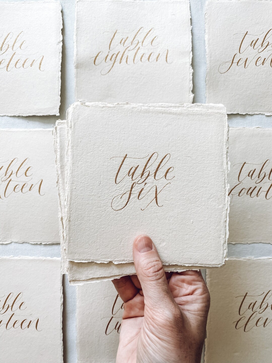 Gold Calligraphy Table Numbers on Hand Made Paper, Gold Calligraphy ...