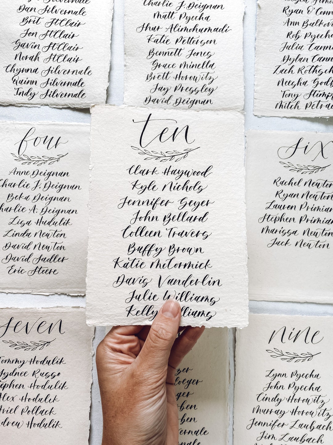 Hand Made Paper Seating Chart Cards, Seating Chart Cards for Wedding ...