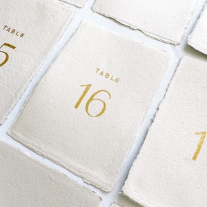 Gold Handwritten Table Numbers on Hand Made Paper, Gold Wedding ...