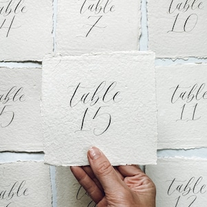 Gold Calligraphy Table Numbers on Hand Made Paper, Gold Calligraphy ...