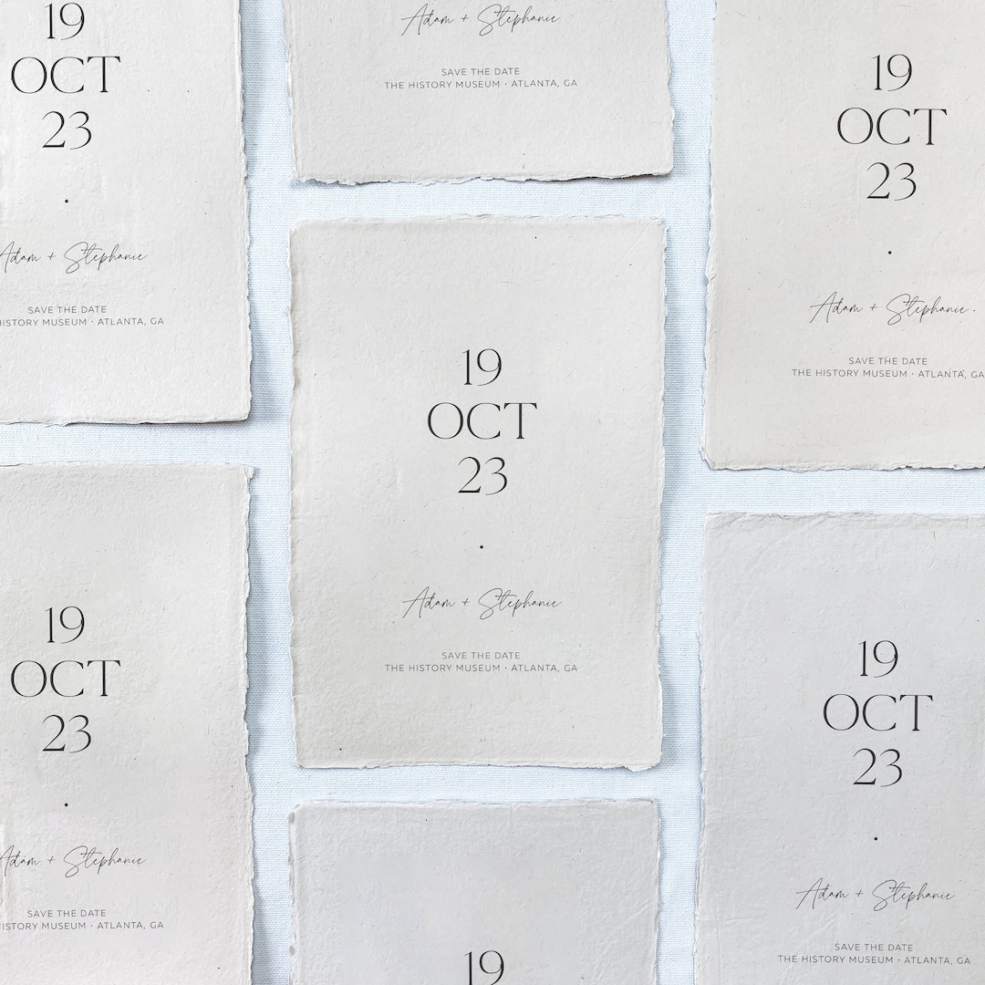 Handmade Paper Save the Dates - Printed Wedding Save the Date - Save ...