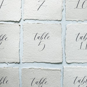Gold Calligraphy Table Numbers on Hand Made Paper, Gold Calligraphy ...