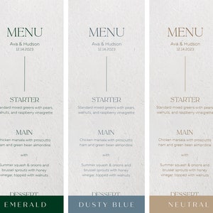 The Hudson Collection - Hand Made Paper Wedding Menu, Modern ...