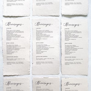 The Parker Collection - Hand Made Paper Menu, Printed Wedding Menus on ...