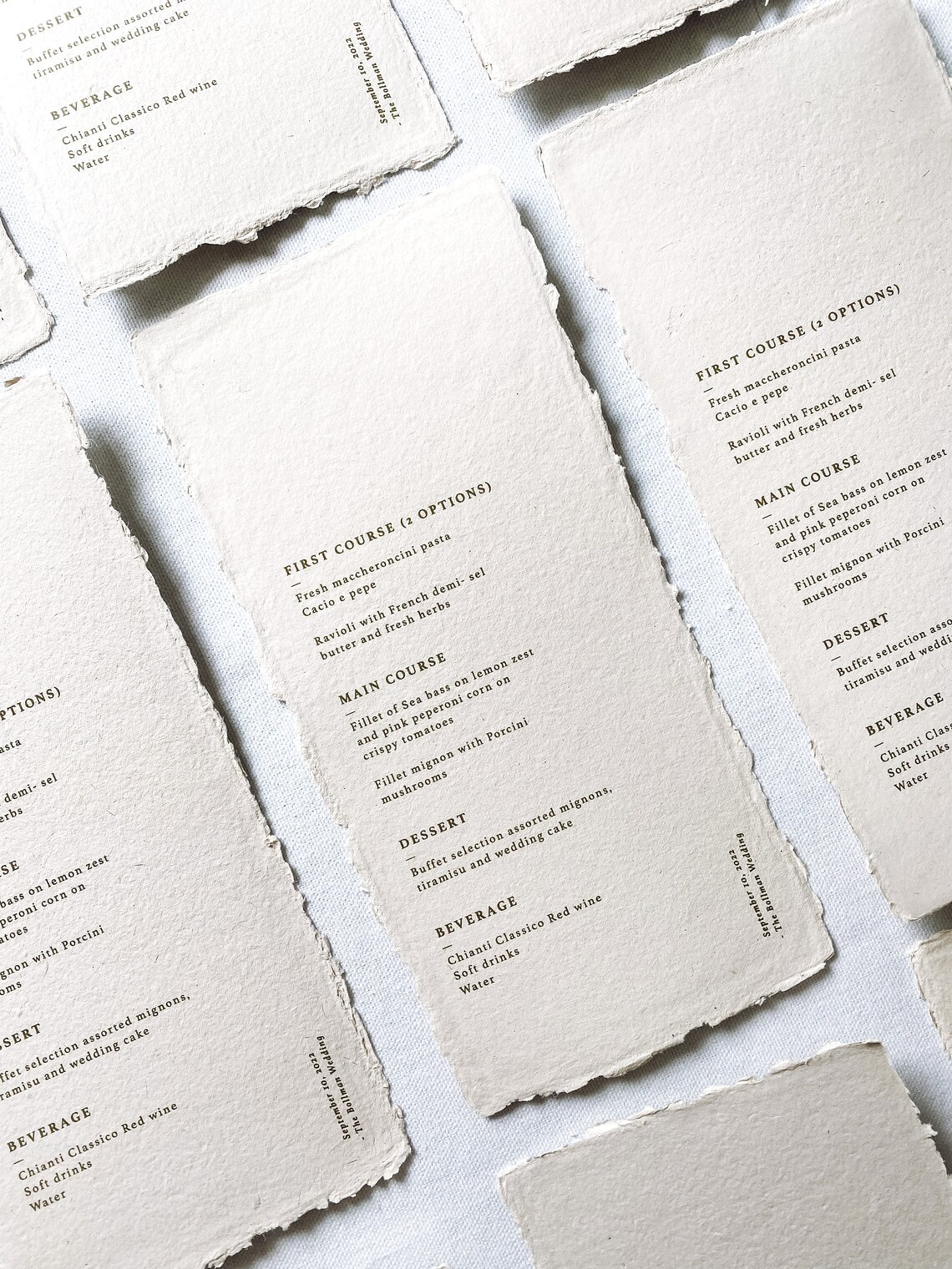 The Alexander Collection: Printed Wedding Menus on Handmade - Etsy
