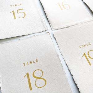Gold Handwritten Table Numbers on Hand Made Paper, Gold Wedding ...