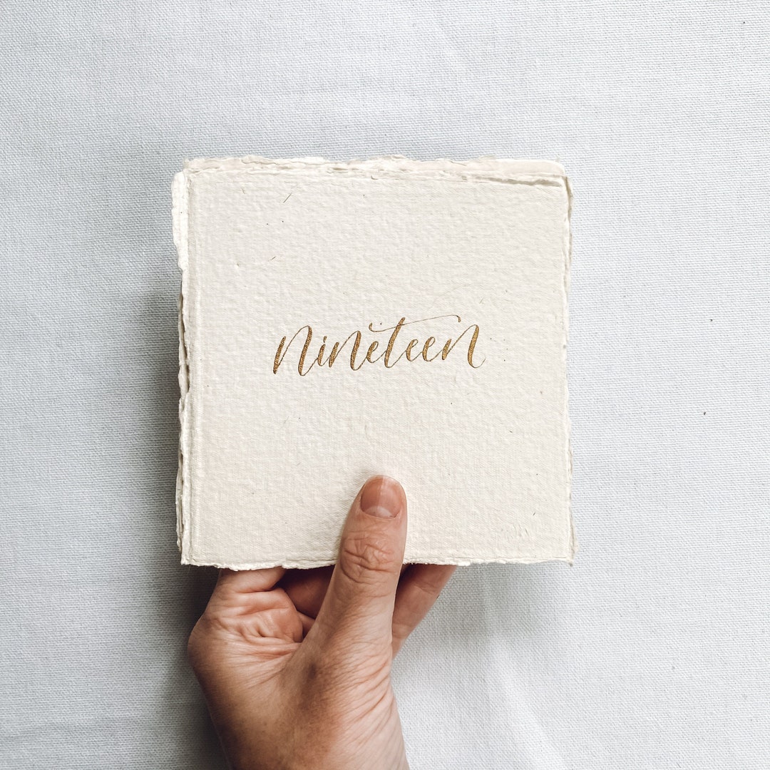 Gold Calligraphy Table Numbers on Hand Made Paper, Gold Calligraphy ...