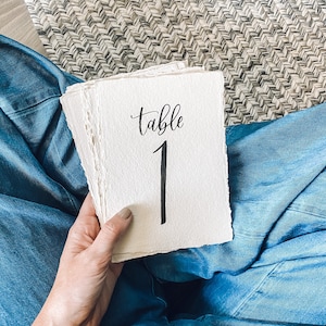 Gold Calligraphy Table Numbers on Hand Made Paper, Gold Calligraphy ...