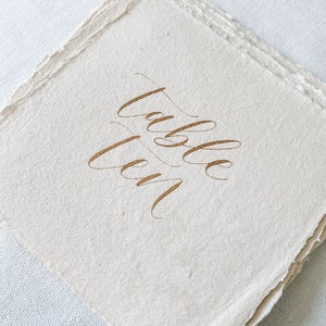 Gold Calligraphy Table Numbers on Hand Made Paper, Gold Calligraphy ...