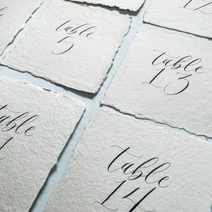 Gold Calligraphy Table Numbers on Hand Made Paper, Gold Calligraphy ...