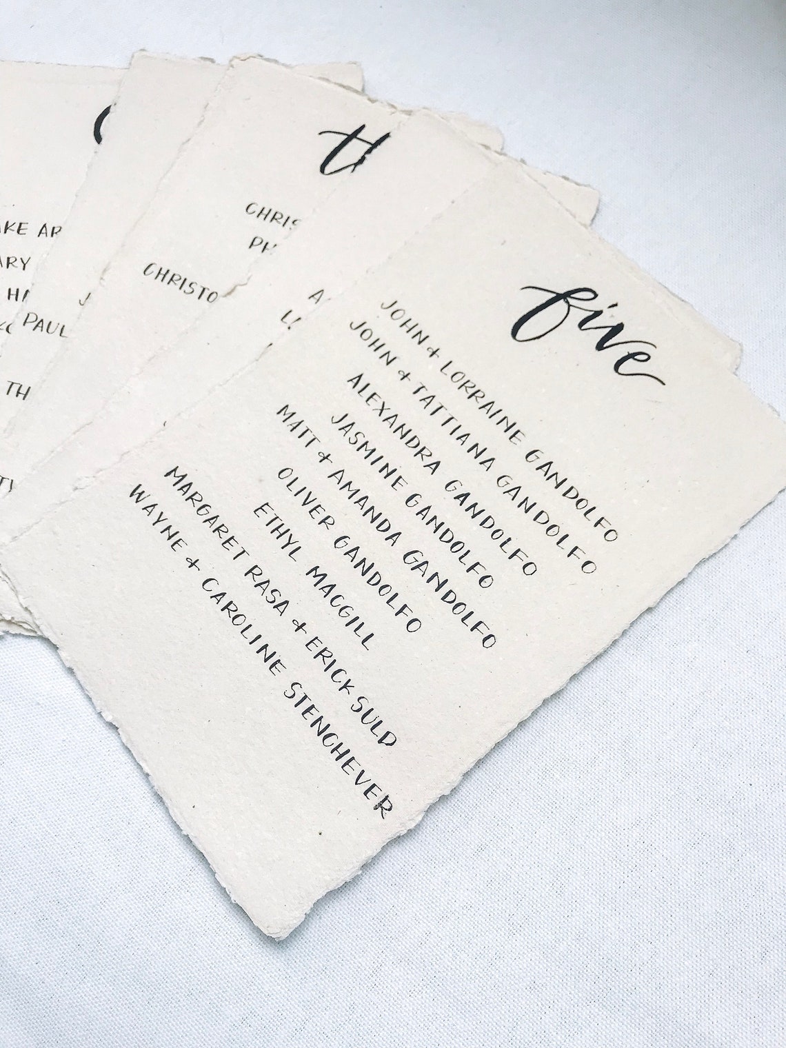 Handwritten table seating chart cards seating chart cards for | Etsy