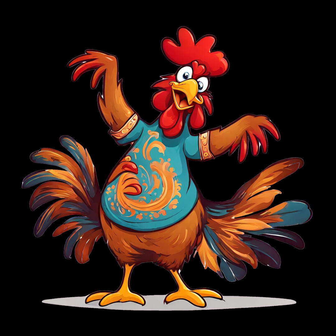 Dancing Rooster PNG - Etsy