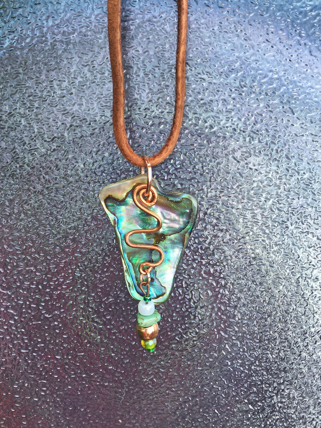 Paura Shell and Copper Necklace, Abalone Pendant, Beach Necklace, Beach ...