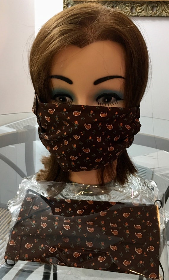 Personal Mask Double Layer Cotton Adjustable Nose Piece Brown | Etsy