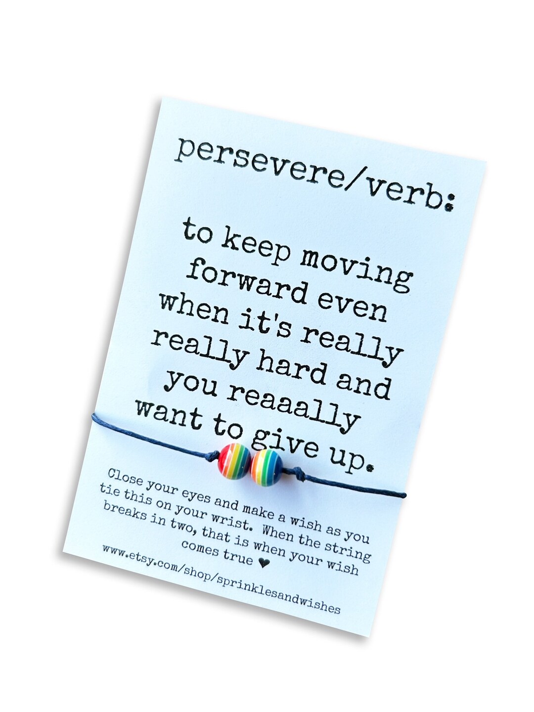 Persevere Wish Bracelet, Encouragement Cards, Encouragement Gifts for ...
