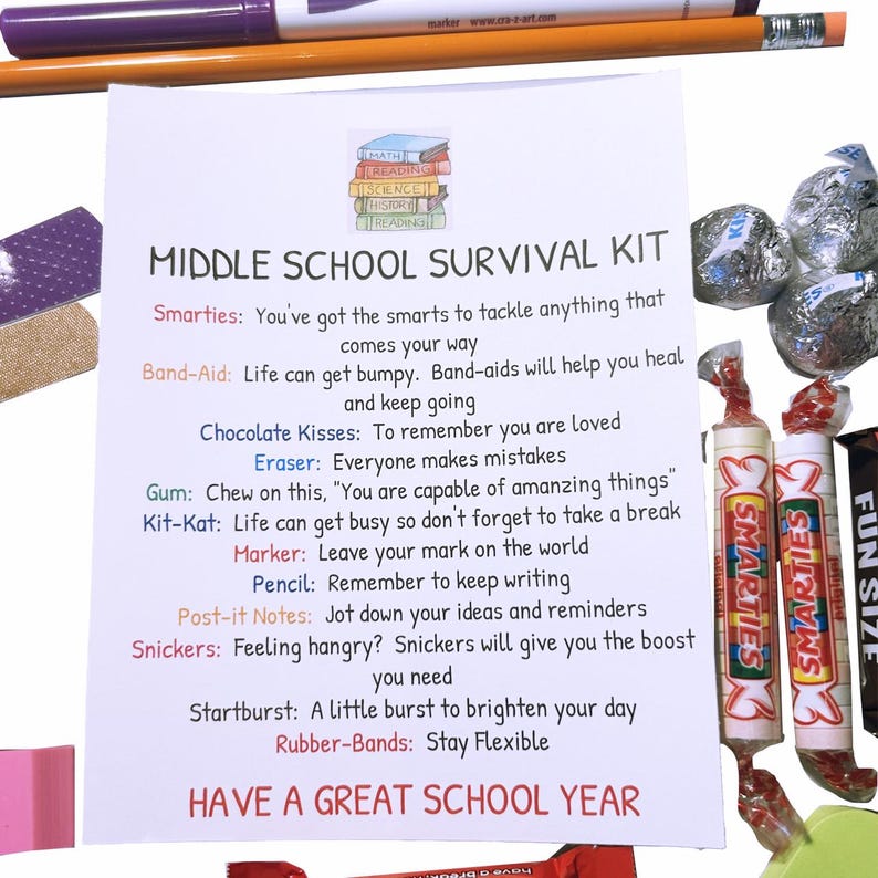 Middle School Survival Kit: Back to School Gift Care Package - Etsy