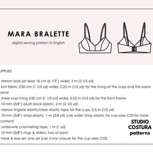 MARA Bralette English PDF Digital Sewing Pattern, Lingerie Sewing ...