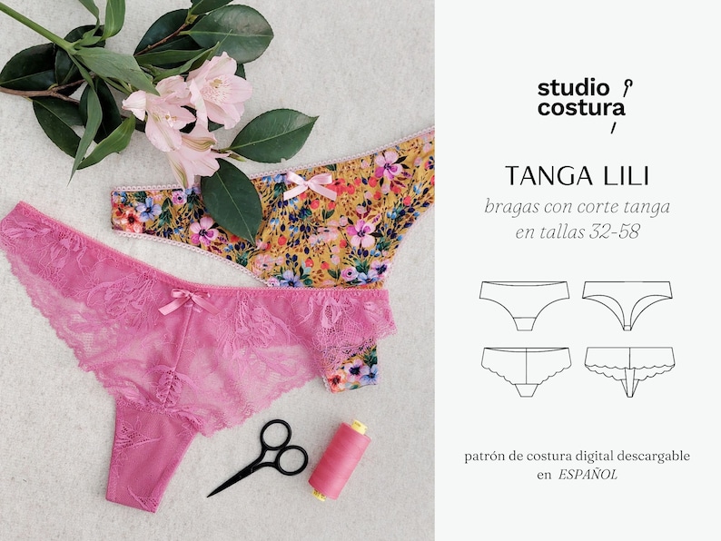 SPANISH PDF Digital Sewing Pattern, Lili Thong Lingerie Sewing Pattern ...