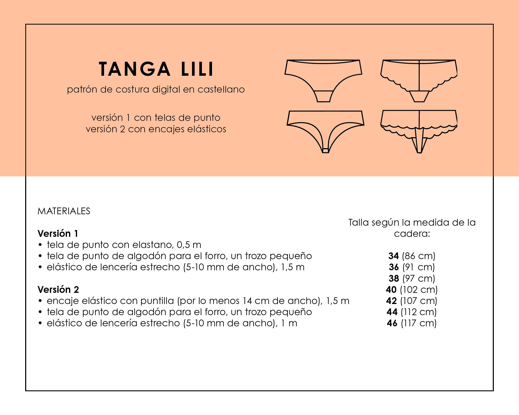 SPANISH PDF Digital Sewing Pattern Lili Thong Lingerie Sewing | Etsy