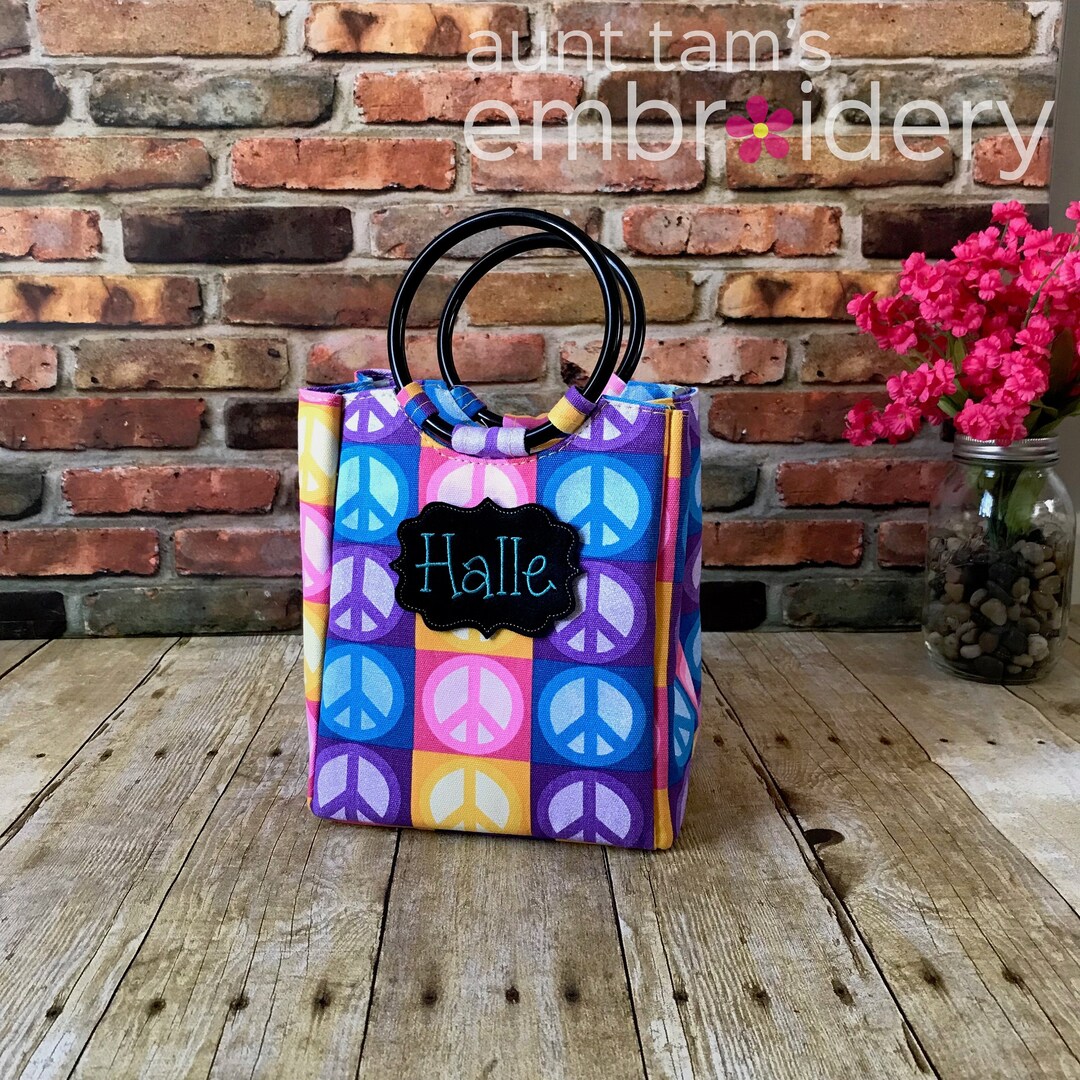 CLEARANCE SALE Personalized Retro Kids Lunch Bag Peace Sign - Etsy