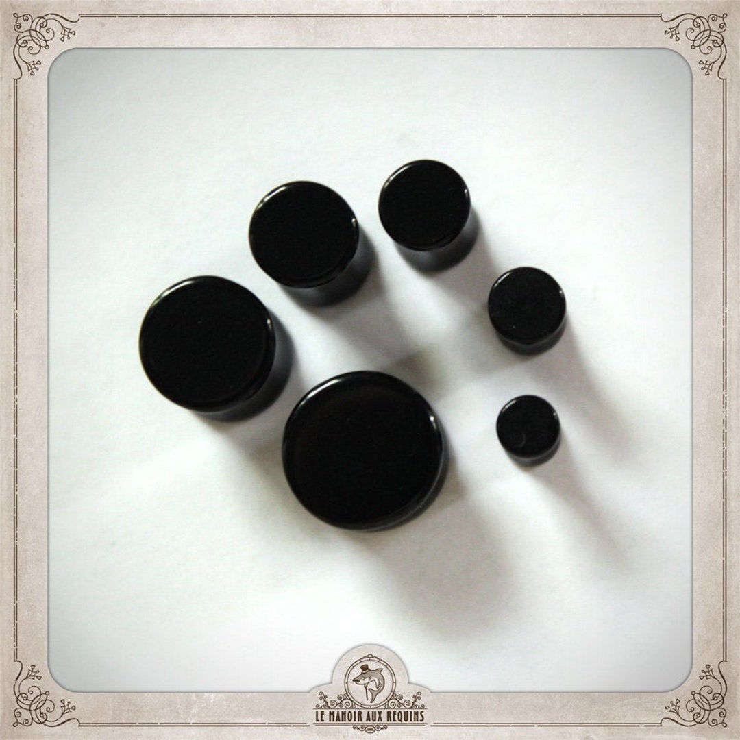 EARR / Ear PLUG Acrylic Resin Black Plain Gothic 3 4 5 6 8 10 12 14 16 ...