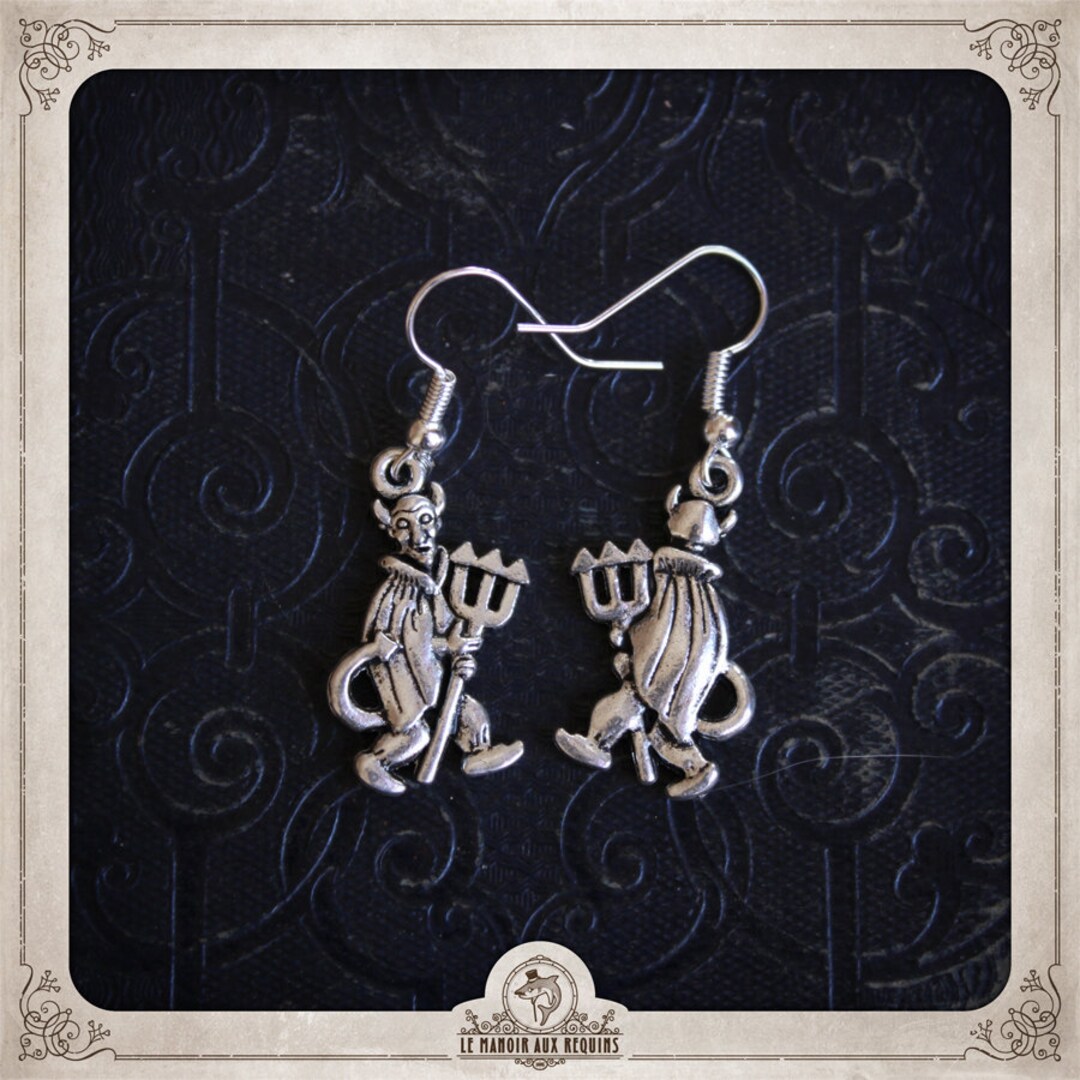 DIABLES boucles d'oreilles en argent dieu enfer gothique punk moyen age ...