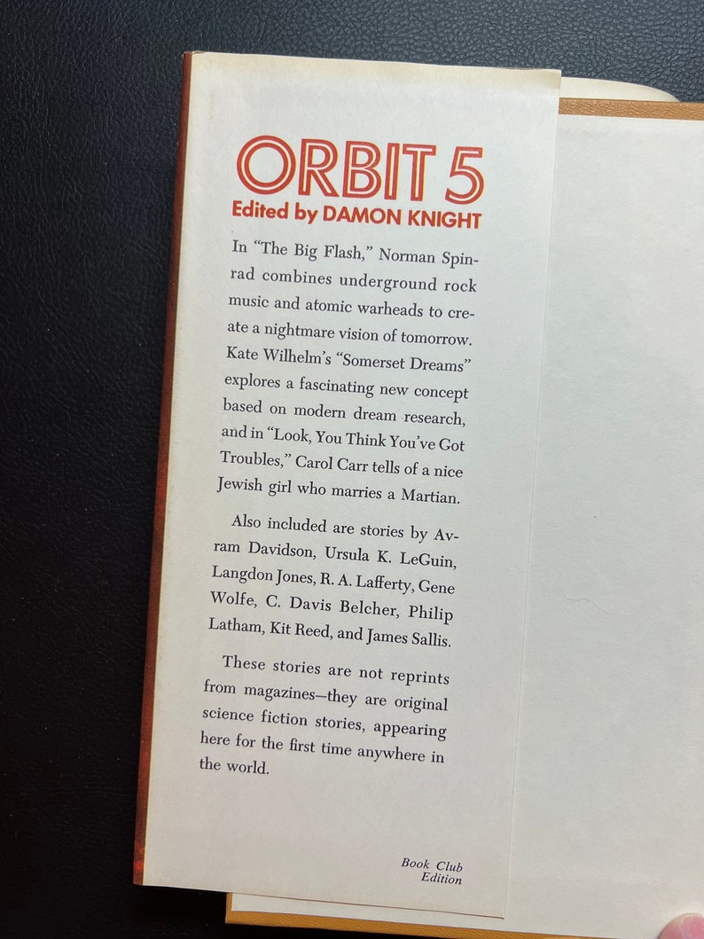 Orbit 5 Edited by Damon Knight Bookclub Edition copyright - Etsy