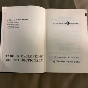 Taber’s Cyclopedic Medical Dictionary - 11th Edition - (copyright 1971 ...