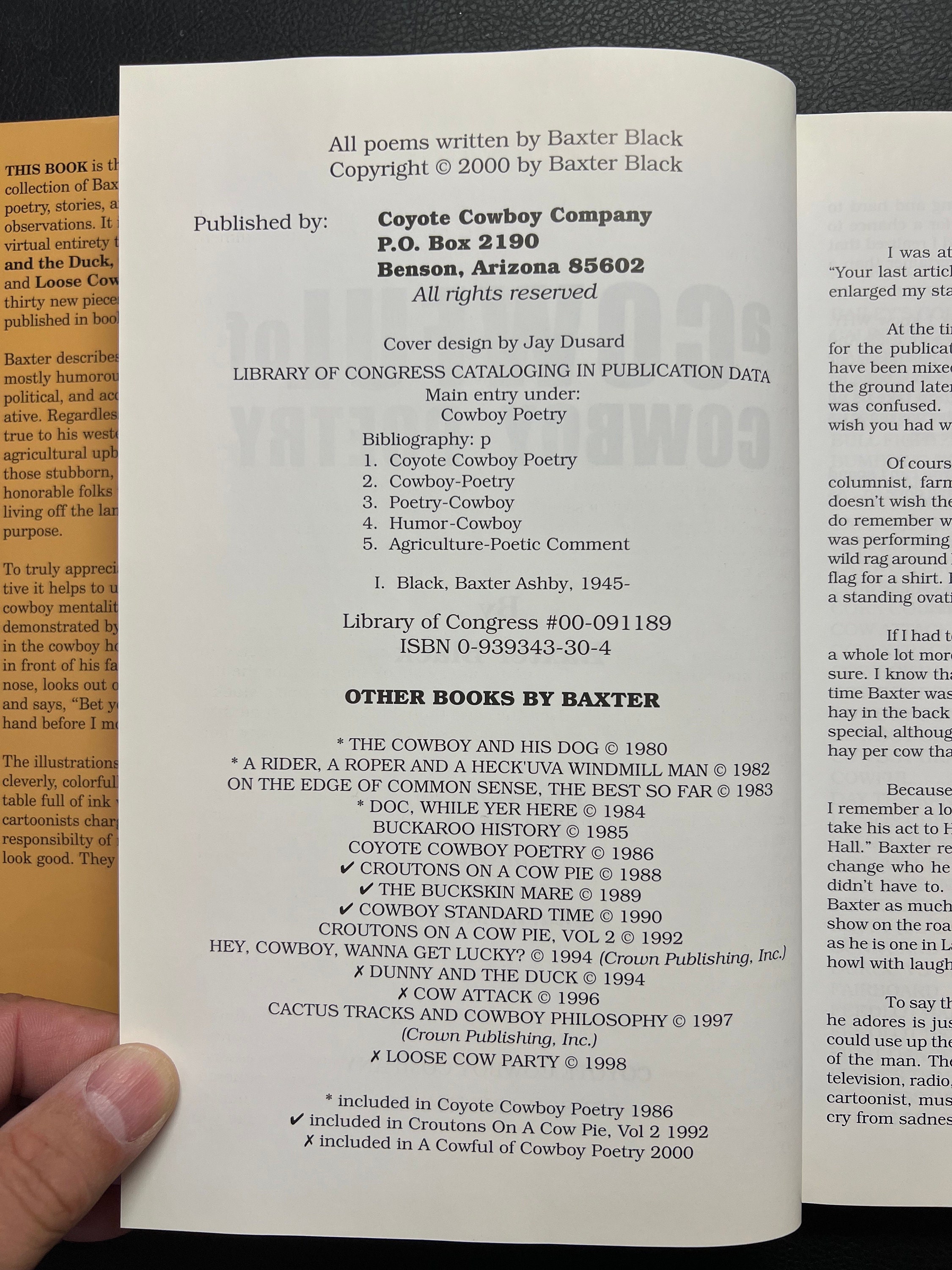 A Cowful of Cowboy Poetry by Baxter Black - Autographed (copyright 2000 ...