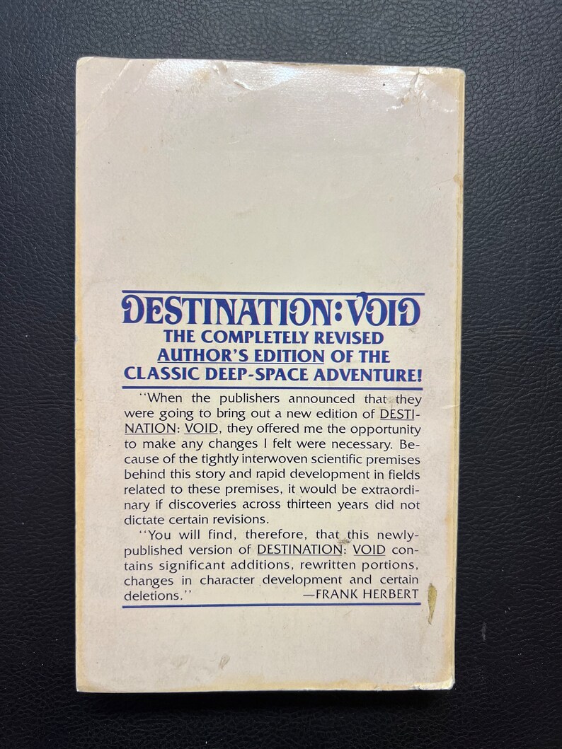 Destination Void by Frank Herbert Revised Berkeley Edition Paperback copyright 1978 - Etsy