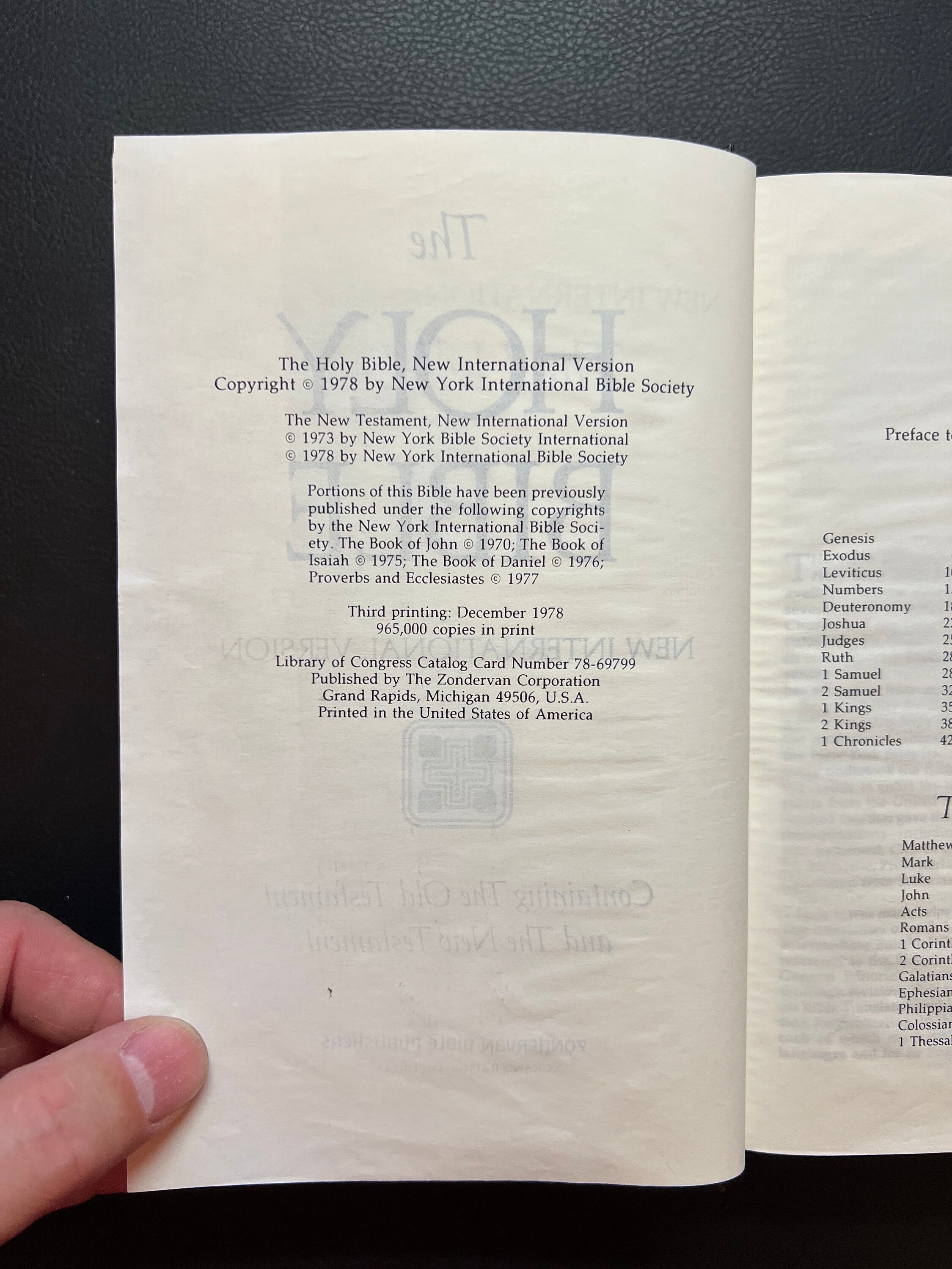 New International Version of the Holy Bible copyright 1978 - Etsy