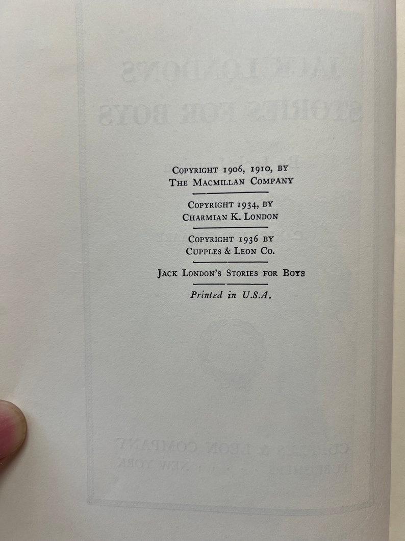 Jack London’s Stories for Boys (copyright 1936) - Etsy