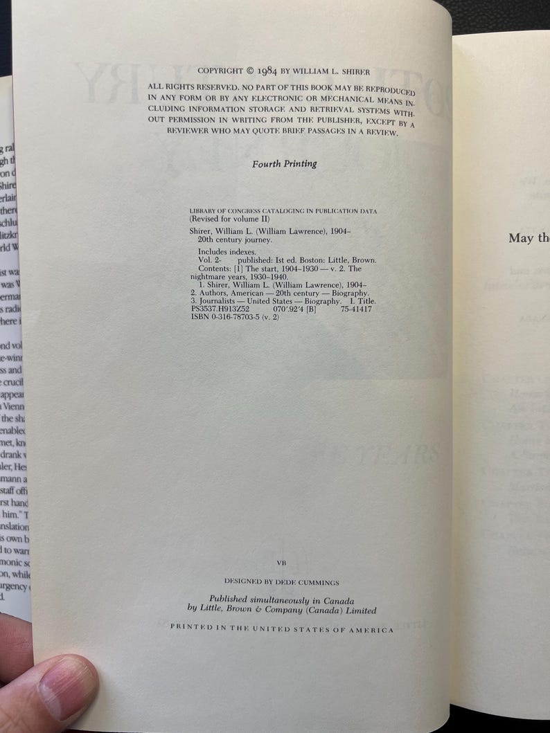 The Nightmare Years 1930 to 1940 by William Shirer (copyright 1984) - Etsy