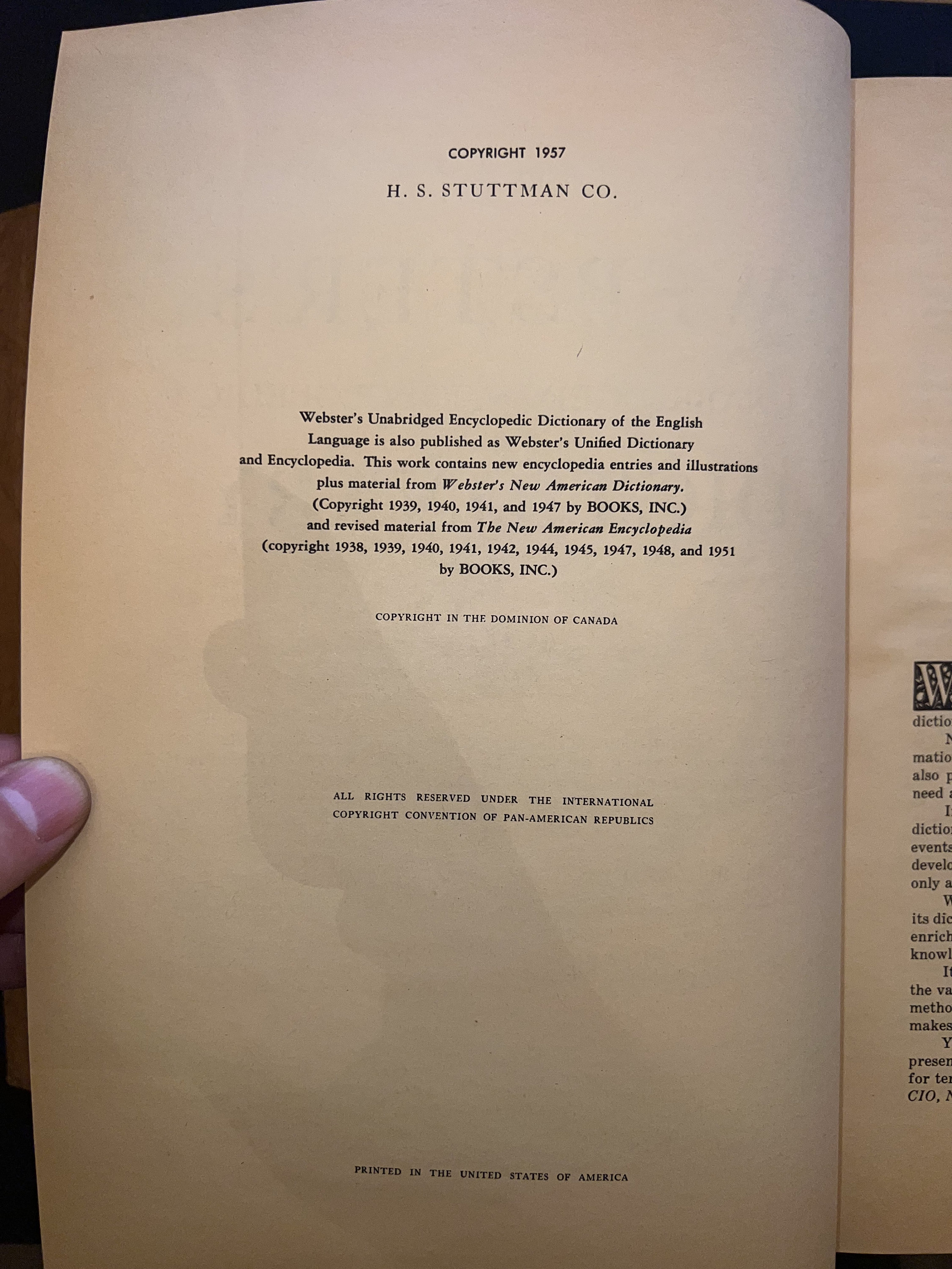 Websters Encyclopedic Dictionary of the English Language copyright 1957 ...