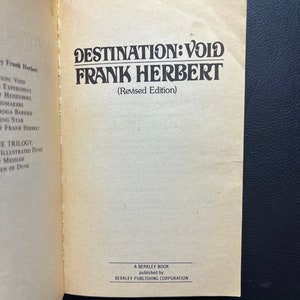Destination Void by Frank Herbert Revised Berkeley Edition Paperback copyright 1978 - Etsy