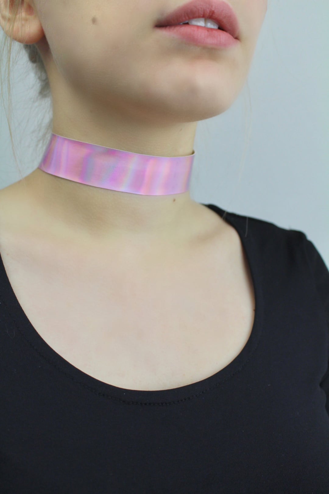 Holo Light Pink Choker - Tinylittlepiecesshop - Etsy