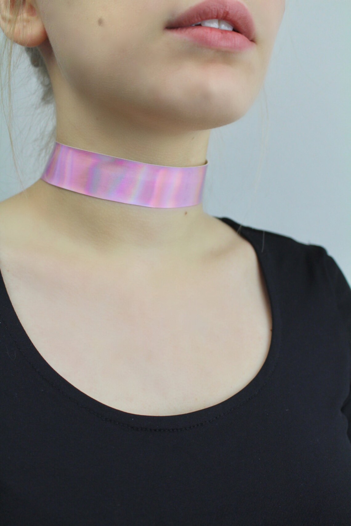 Holo Light Pink Choker Tinylittlepiecesshop | Etsy
