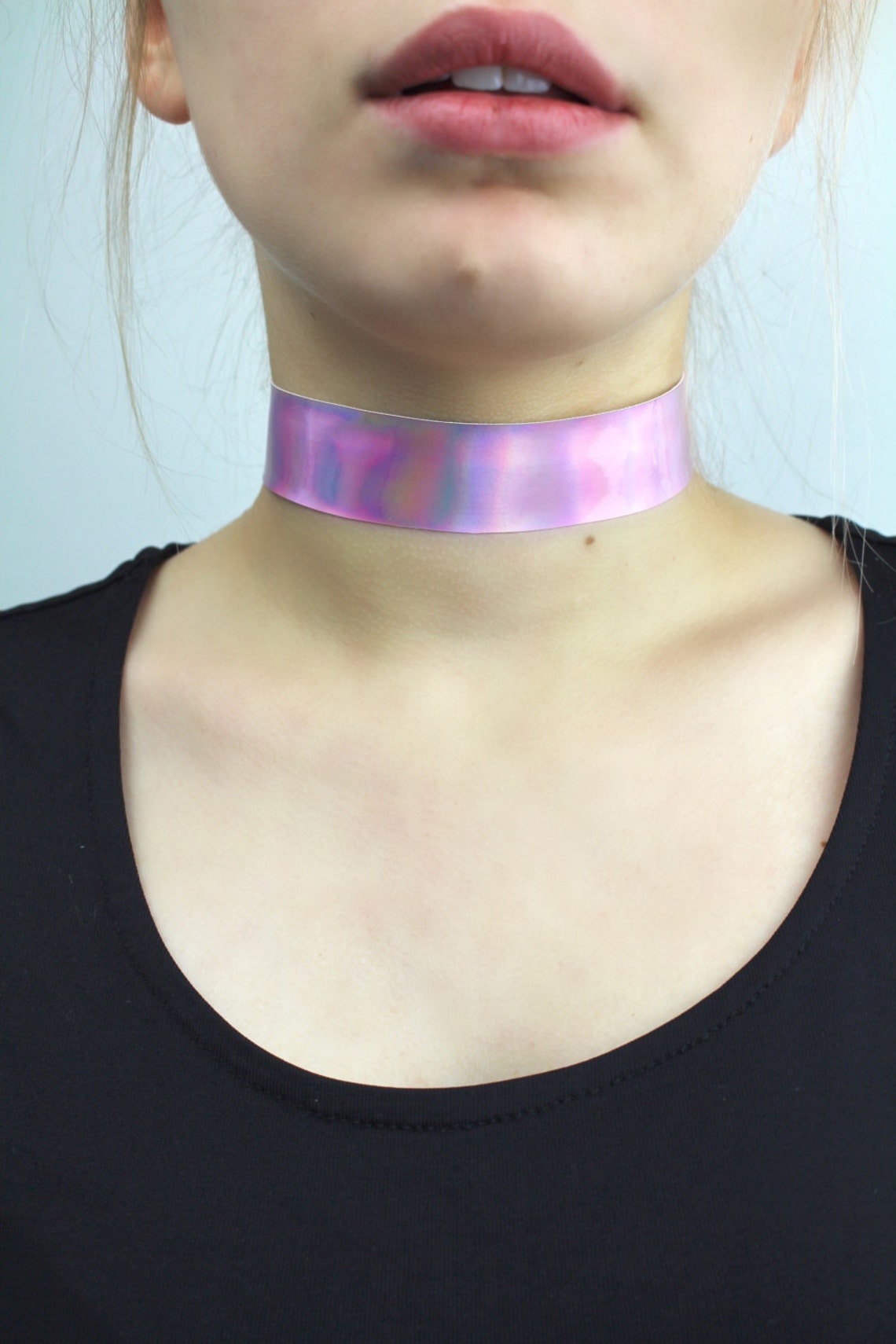 Holo Light Pink Choker Tinylittlepiecesshop | Etsy