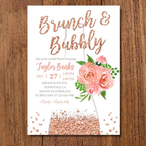 Bridal Shower Invitation Rose Gold - Etsy