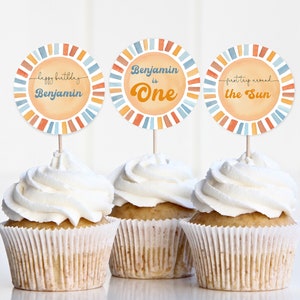Sun Birthday Cupcake Topper Printable Editable Sunshine Cake Toppers ...