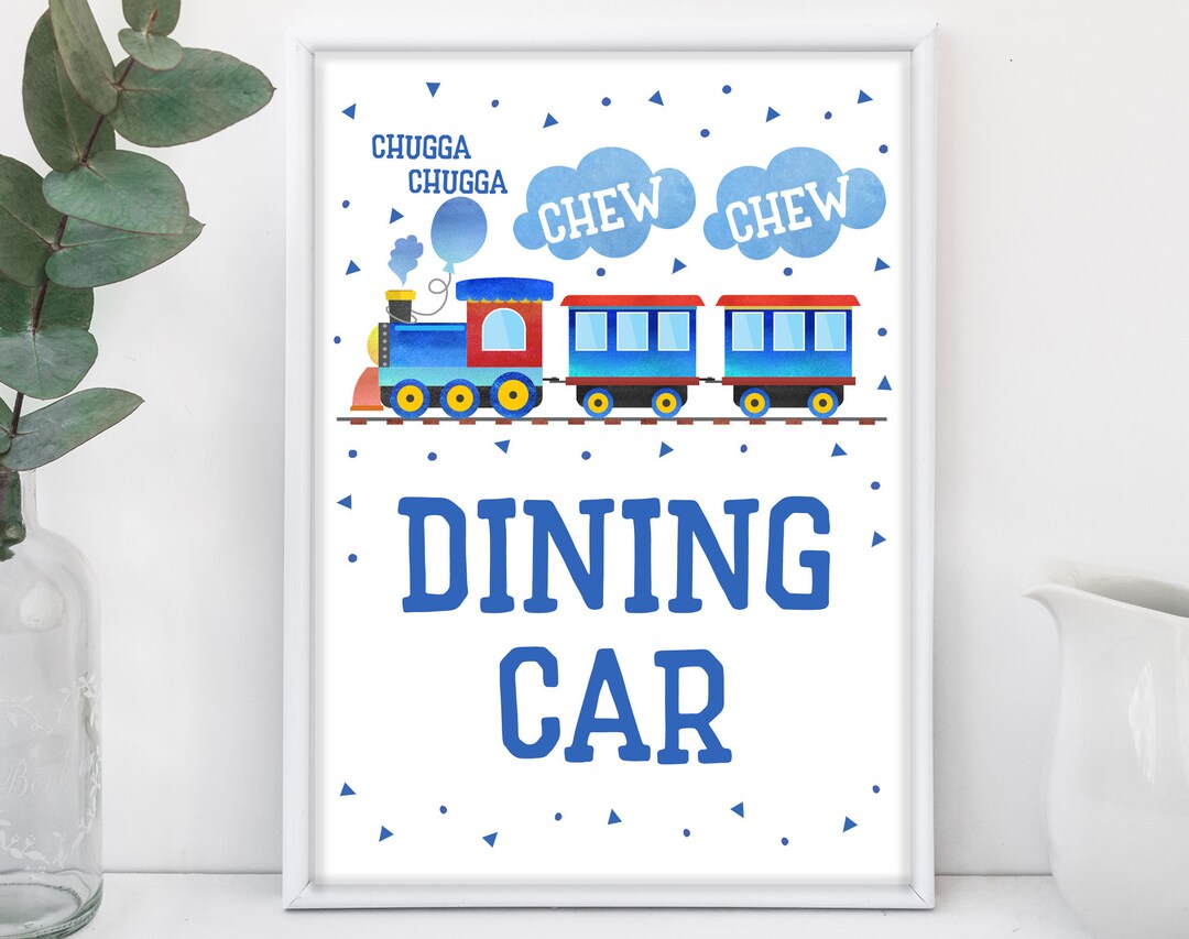 Train Dining Car Sign Train Birthday Table Sign Decoration Birthday ...