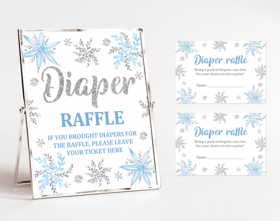Winter Diaper Raffle Sign and Ticket Snowflake Diaper Raffle Winter ...