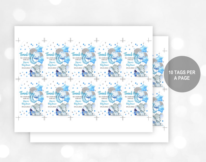 Elephant Baby Shower Thank You Tags Elephant Party Favor Label | Etsy