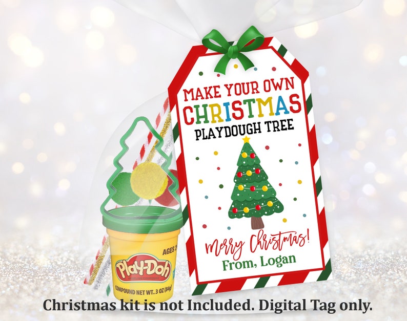 Christmas Printable Make Your Own Christmas Playdough Tree Tag - Etsy