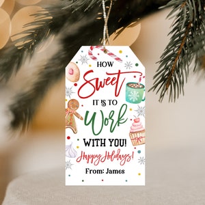 Christmas Coworker Gift Tags How Sweet It is to Work With You Holiday ...