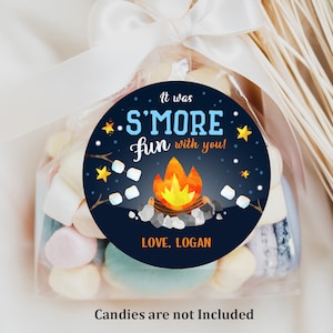 S'more Birthday Favor Label Camping Birthday Stickers Bonfire Campfire ...
