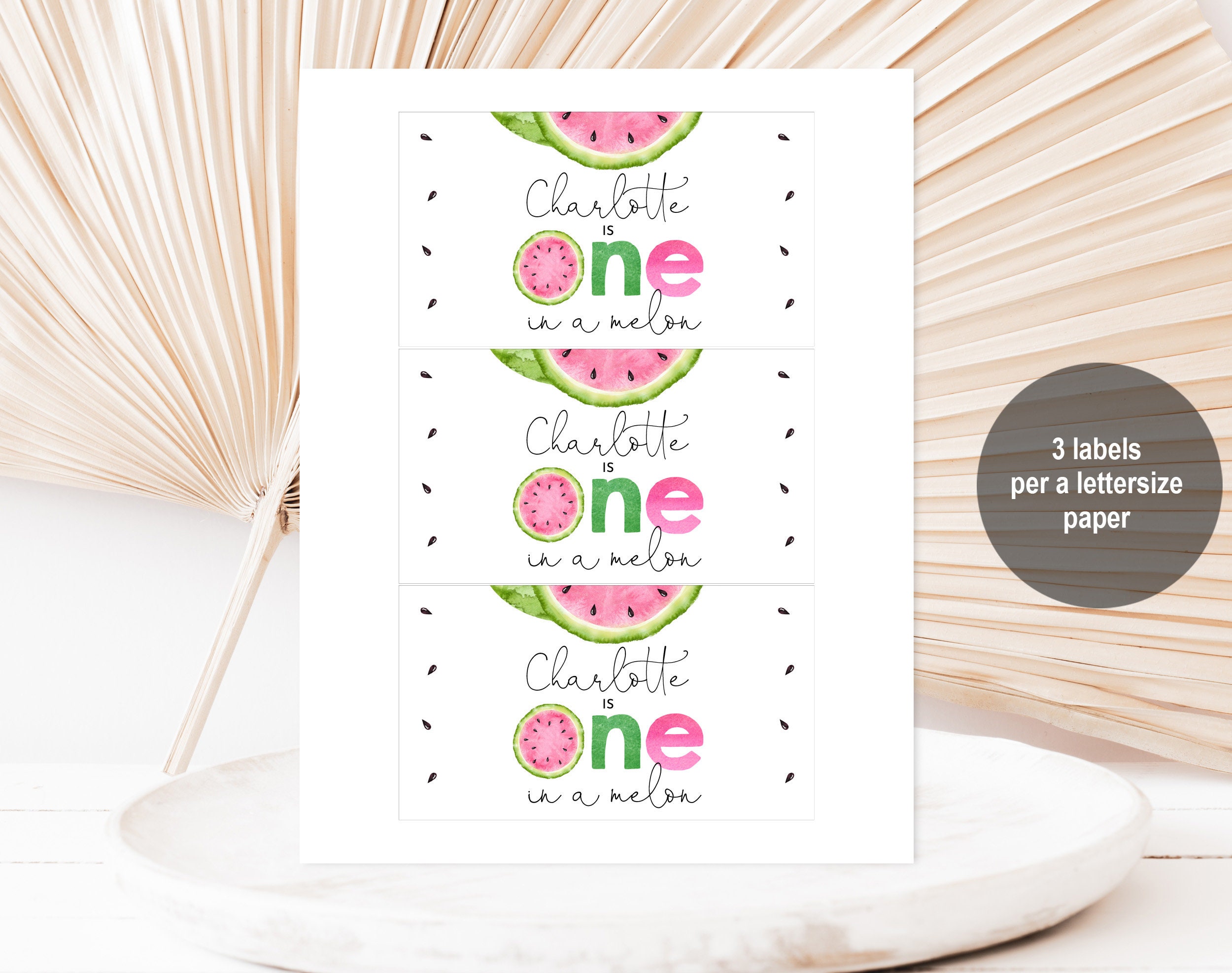 Watermelon Party Labels: Summer Birthday Favor Stickers (editable PDF ...